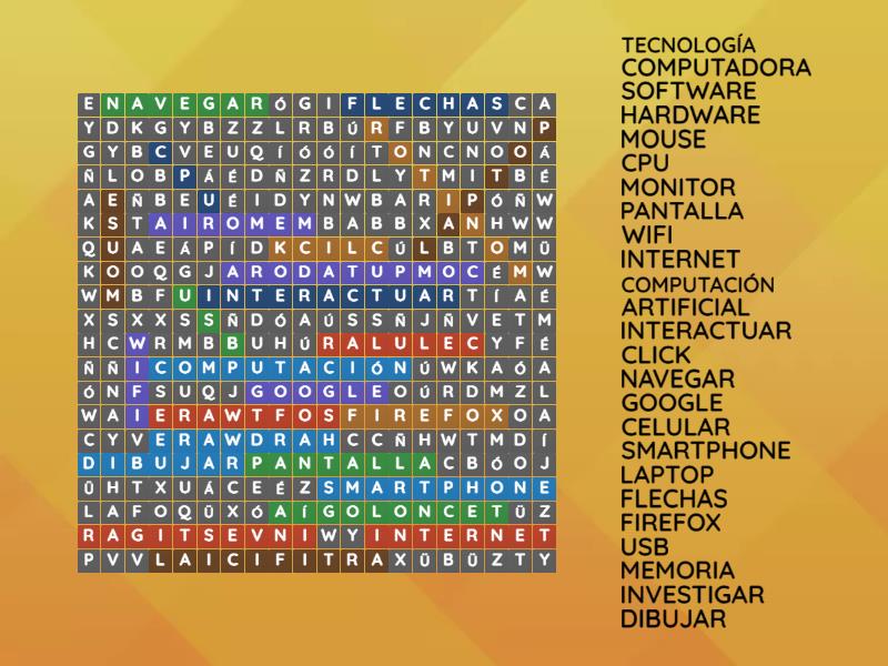 COMPUTACIÓN 6TO - Sopa de letras