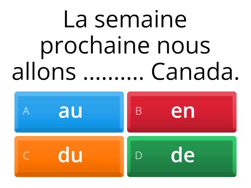 U 5- Aller, partir, venir - la préposition - Quiz