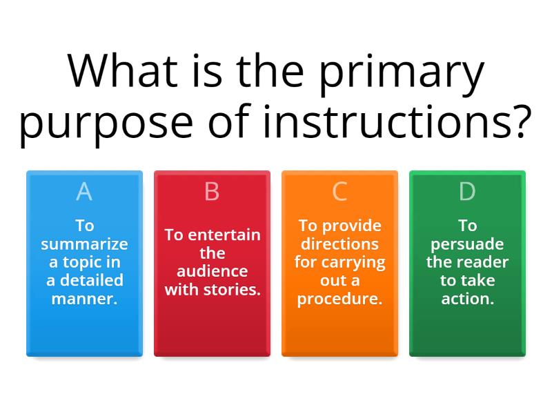 Writing A Set of Instructions - Quiz