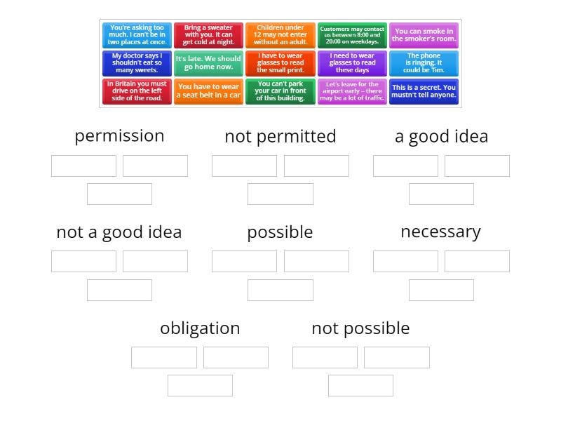 modal verbs - advice/permission/obligation - Group sort