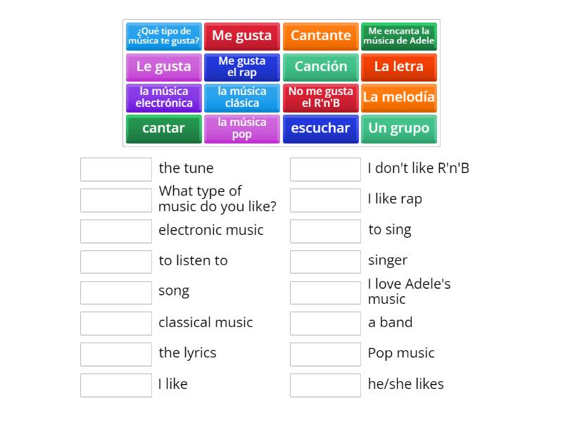 Qué tipo de música te gusta - Match up