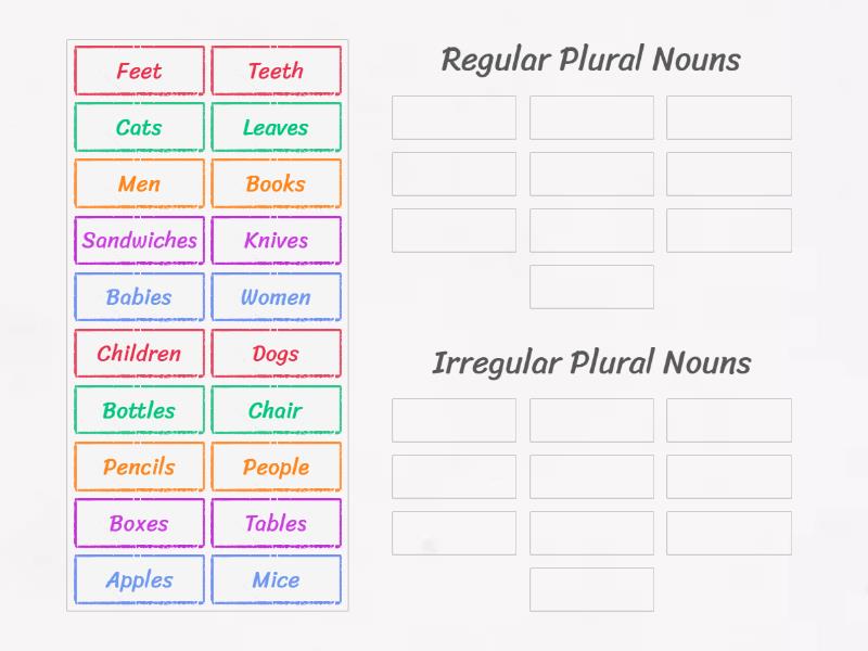 Sort the words into the right category - Group sort