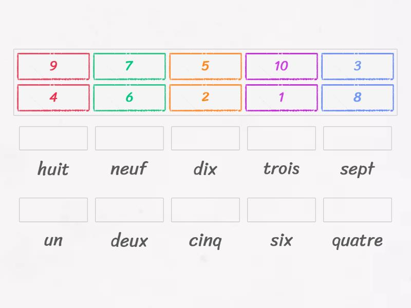 Les chiffres (1-10) - Match up