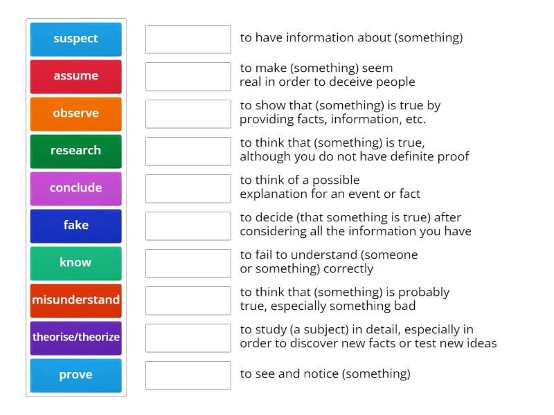 Knowledge Vocabulary - Une las parejas