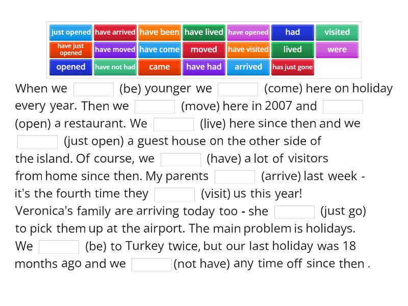 Present Perfect vs Past Simple story - Complete the sentence