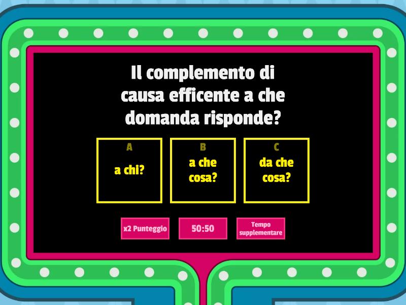 Quiz sui complementi - Gameshow quiz