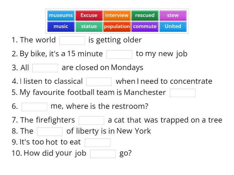 ju: words - Complete the sentence