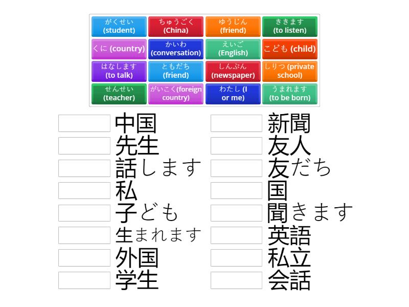 Iitomo 3/4 Unit 1 and 2 Kanji - Match up