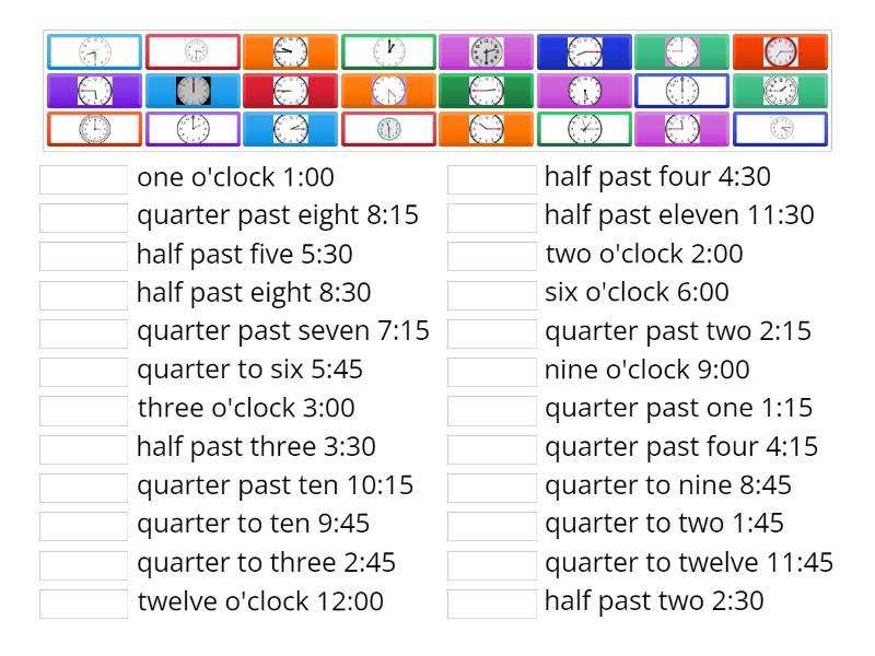 Telling Time - Match up