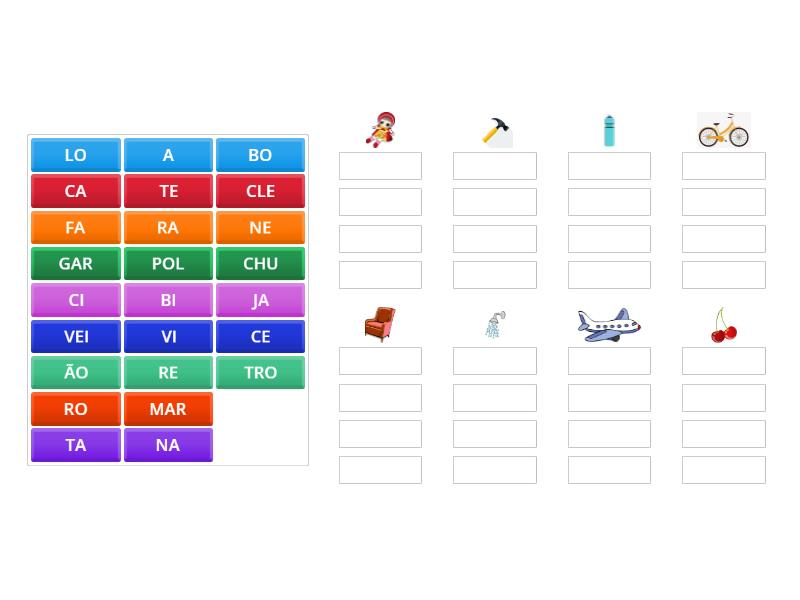 IDENTIFIQUE AS SÍLABAS DAS PALAVRAS - Group sort