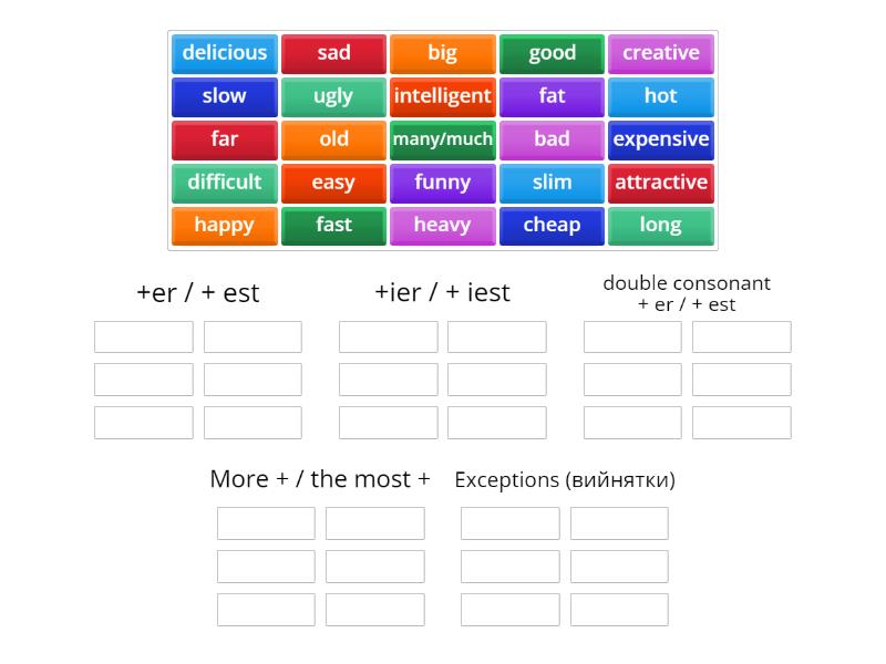 Degrees of comparison (Elementary) - Group sort