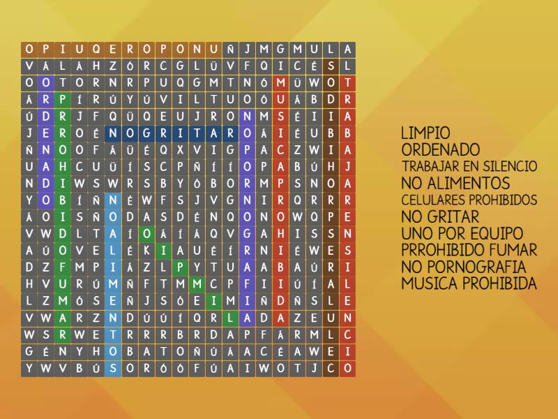 Uso correcto del equipo de computo en el laboratorio. - Sopa de letras