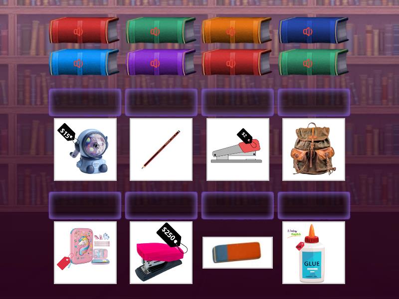 Cheap/ Expensive School Supplies - Une las parejas