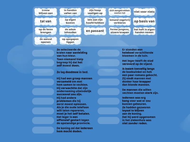 Code+ 4 hoofdstuk 9 subthema 1 verbindingen en idioom - Match up