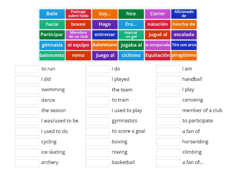 Spanish - Society - Nat 4/5 - Free Time - Sports - Match up