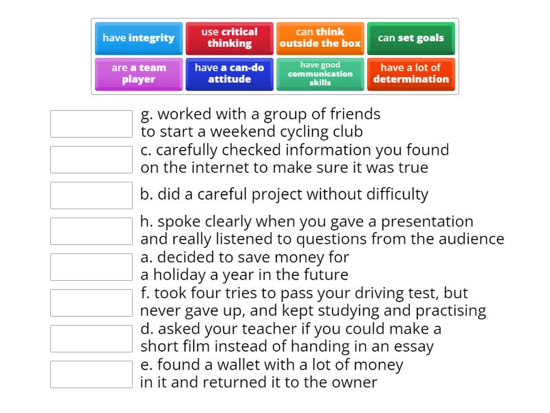 What do these words and phrases from the video mean? Match them with ...