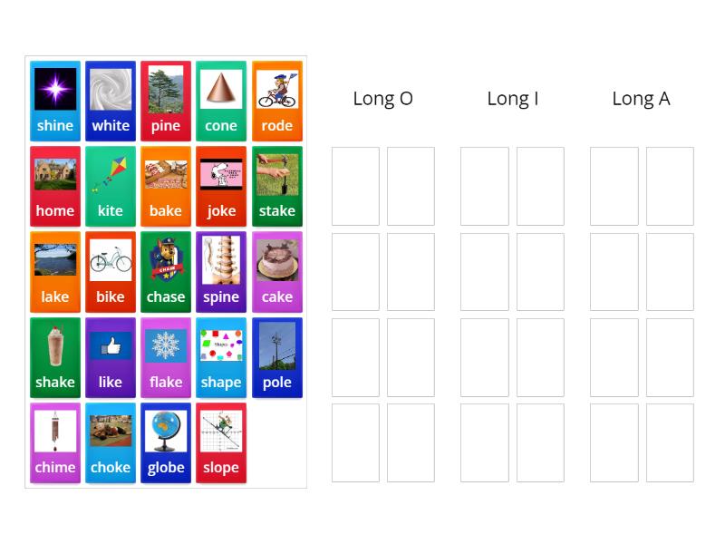 Long vowel sounds-VCE pattern - Group sort