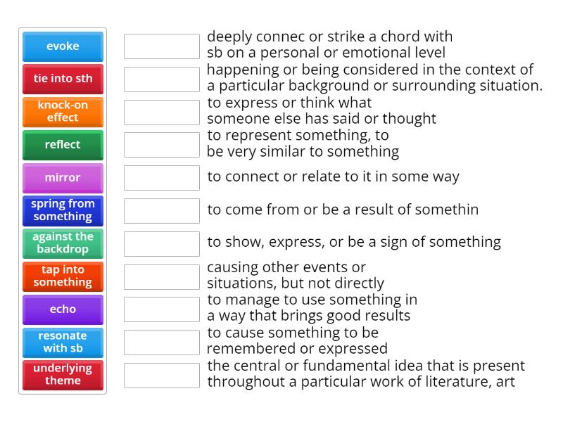 Making connections RM C1 Unit 6A Vocabulary - Match up