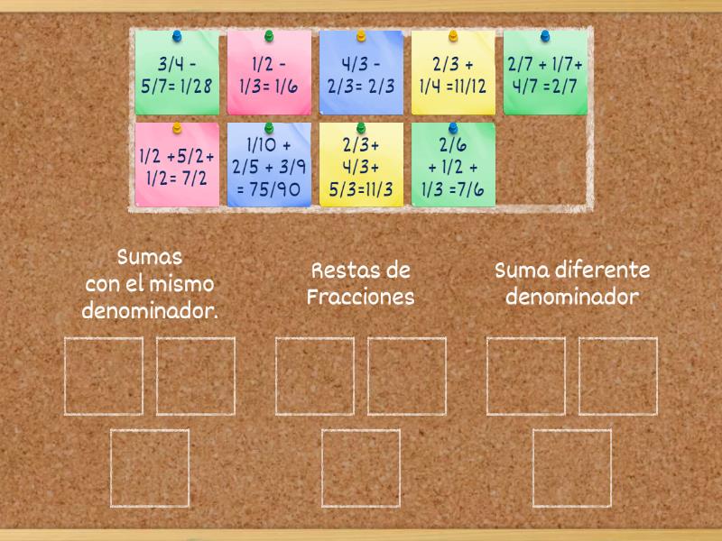 Suma y Resta de Fracciones - Group sort