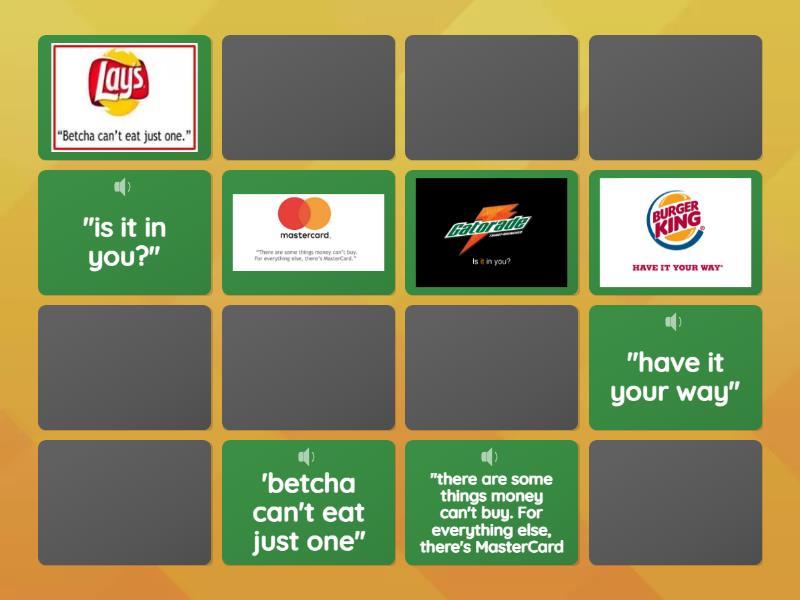 slogans of advertsing - Matching pairs