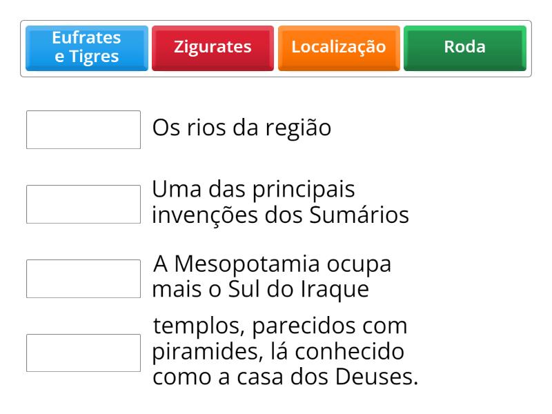 Atividade sobre os povos Sumérios - Une las parejas