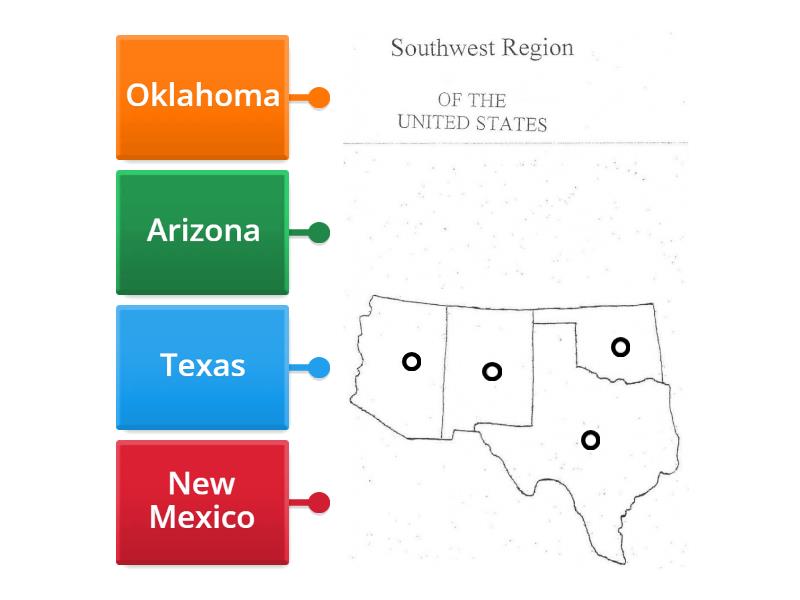 Southwest Region States - Labelled diagram