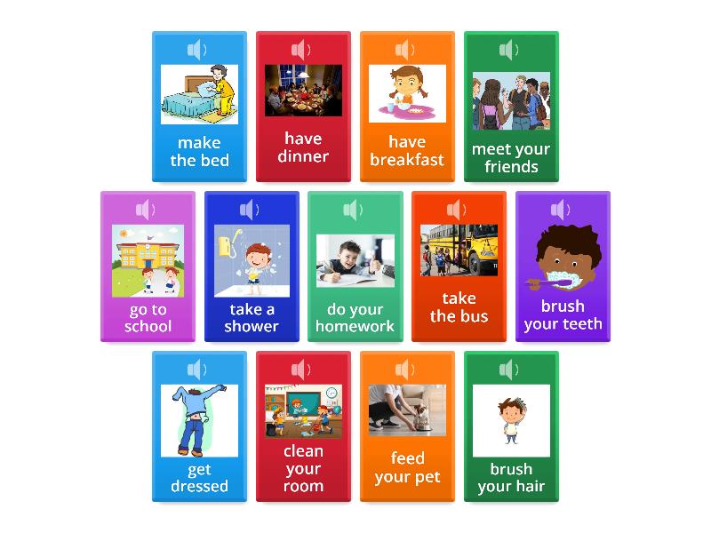 Daily routines speaking activity - Flip tiles