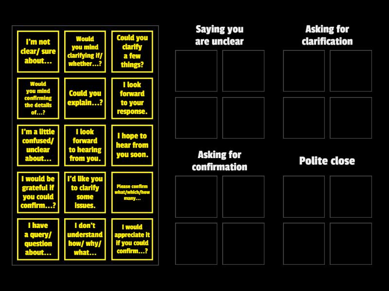 Clarifying & Confirming email - Group sort