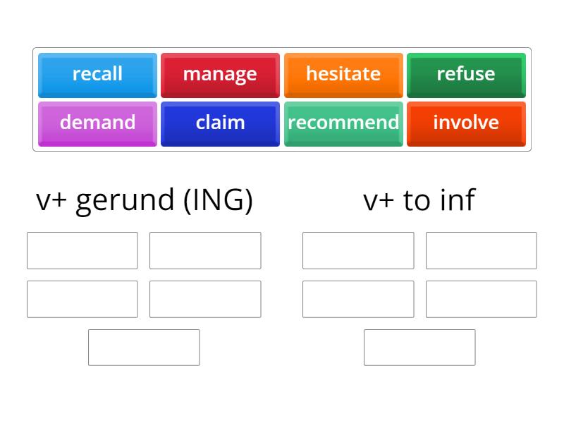 gerund and infinitive 3 - Group sort