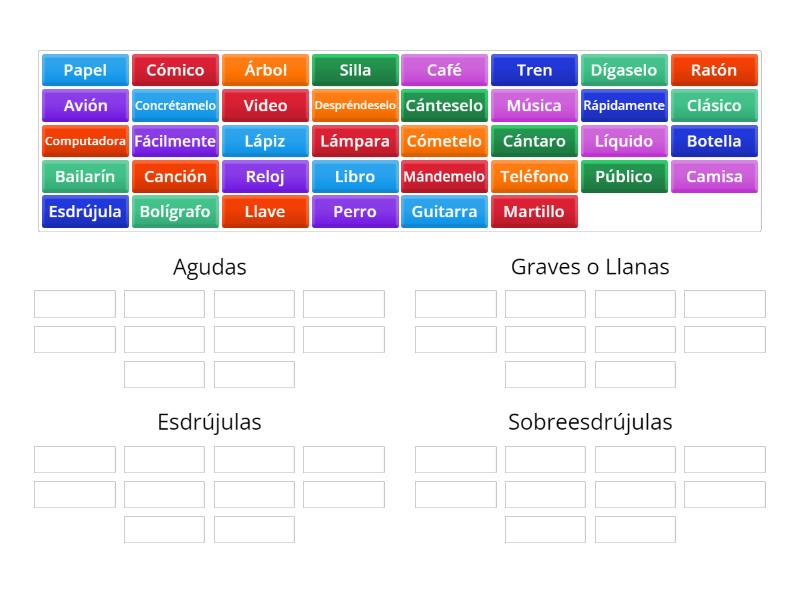Acentuación: Tipos de palabras - Group sort