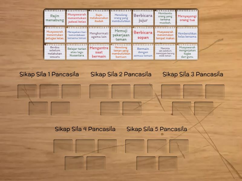 Contoh Sikap sesuai Sila Pancasila - Group sort