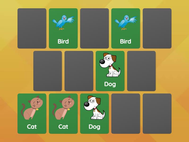 Pets Memory Game - Matching pairs