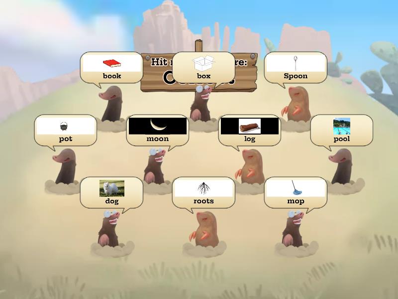 hit the mole with oo words - Whack-a-mole