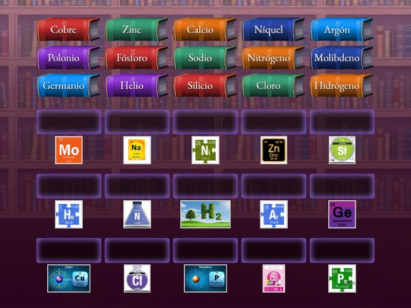 Tarjetas de memoria sobre los elementos químicos - Match up