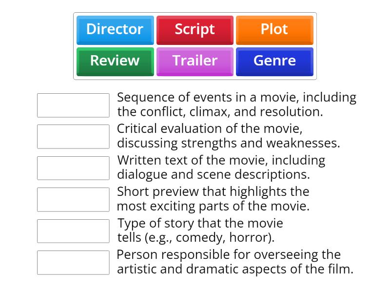 Matching activity for movie theme - Match up