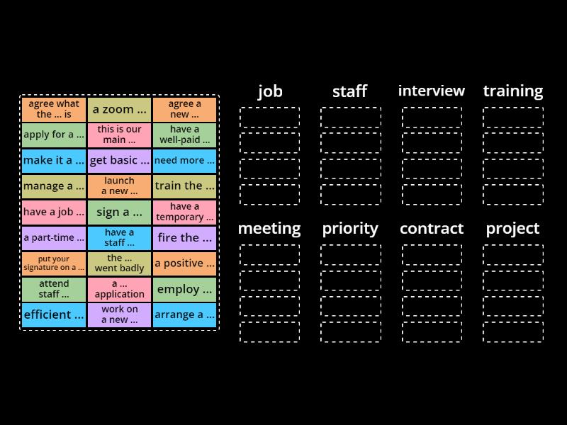 Outcomes pre-intermediate, unit 2, jobs - Group sort