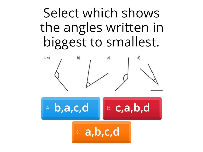 Diving Comparing and Ordering Angles - Cuestionario
