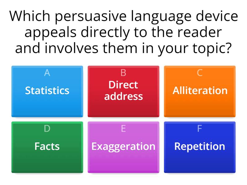 Persuader - persuasive techniques starter - Quiz