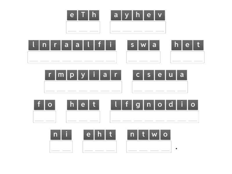 Cause and Effect words - Anagram