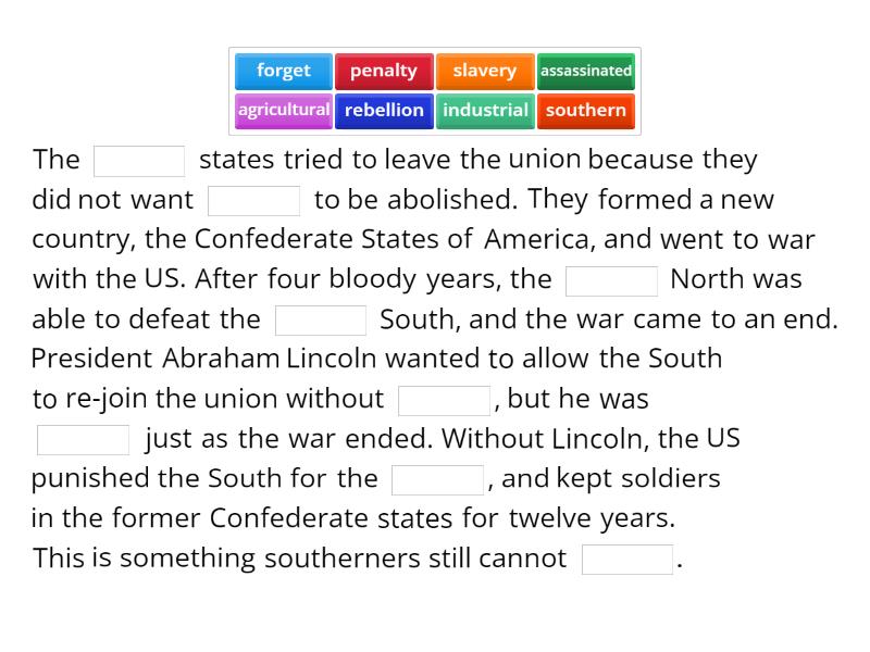 The Civil War - Complete the sentence