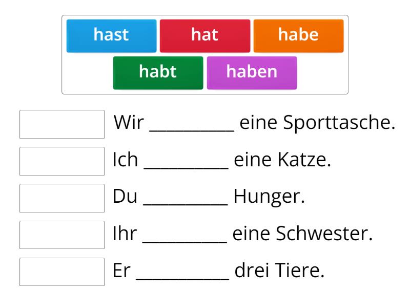sloveso HABEN - Match up