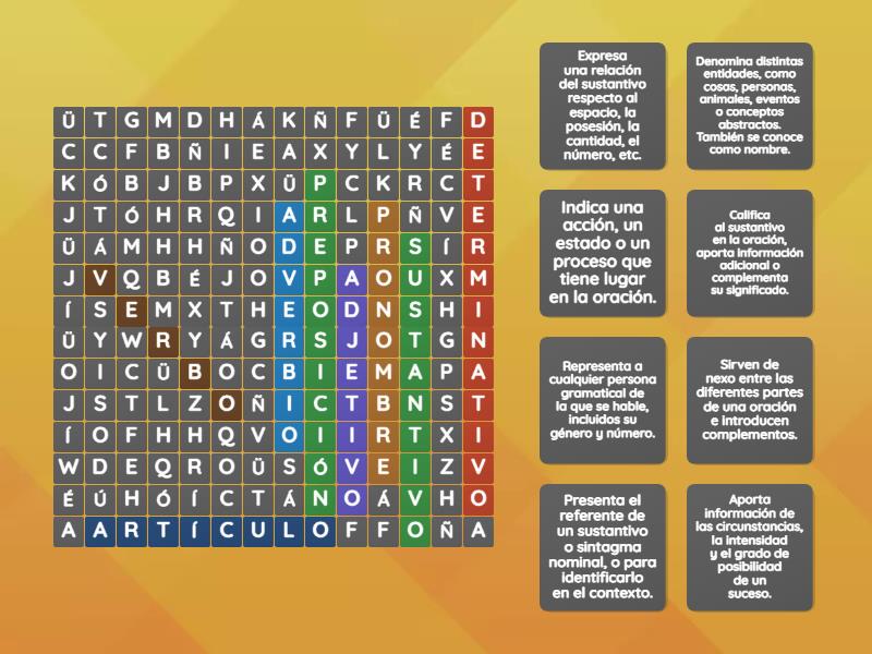 Sopa de letras de gramática - Wordsearch
