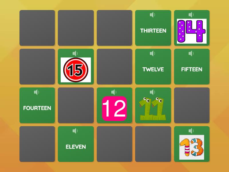 MEMORY GAME (NUMBERS 11-20) - Matching pairs