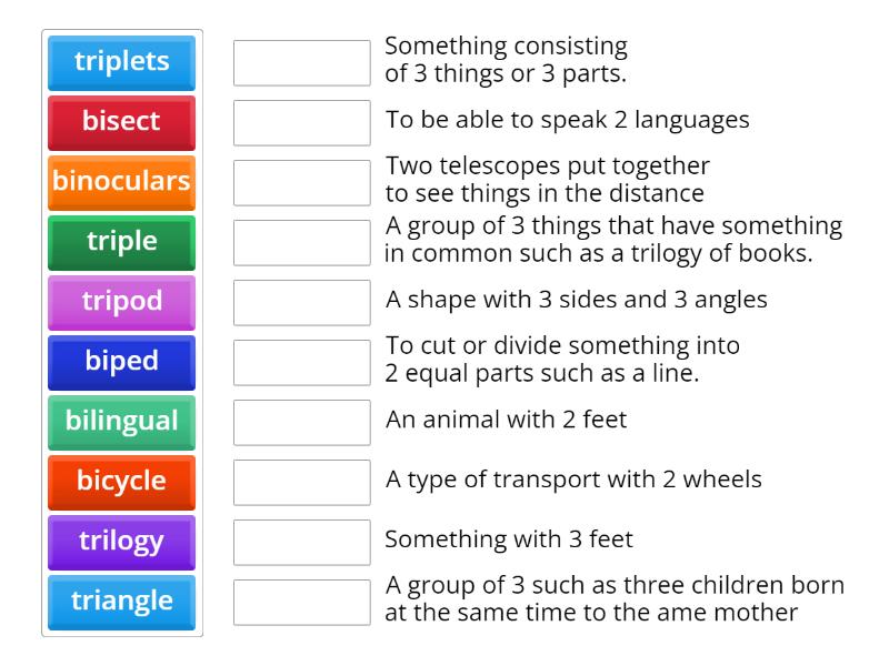bi tri prefix - Match up