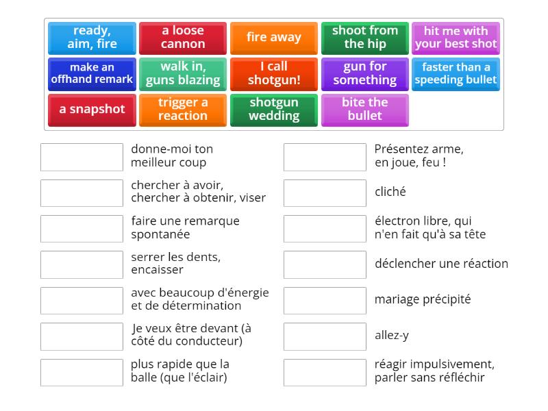 GUNS IN THE USA_Expressions - Match up