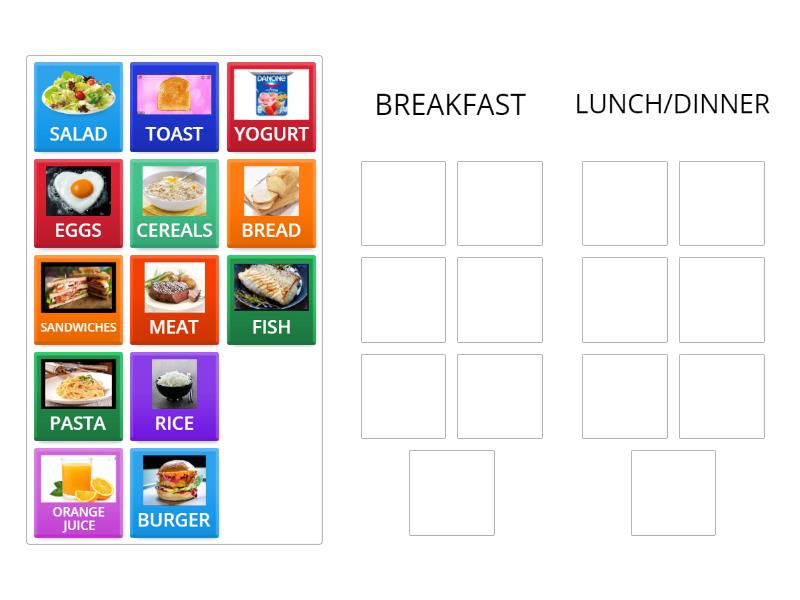 MEALS: BREAKFAST- LUNCH-DINNER - Group sort