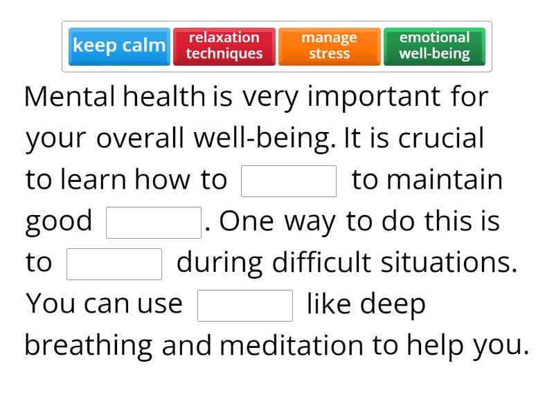 Mental health - Complete the sentence