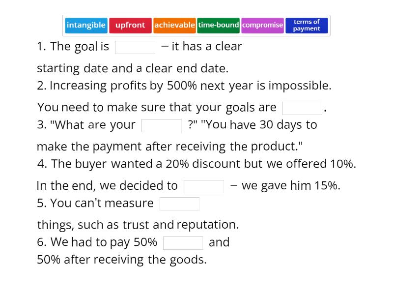 Negotiation - vocabulary - Complete the sentence