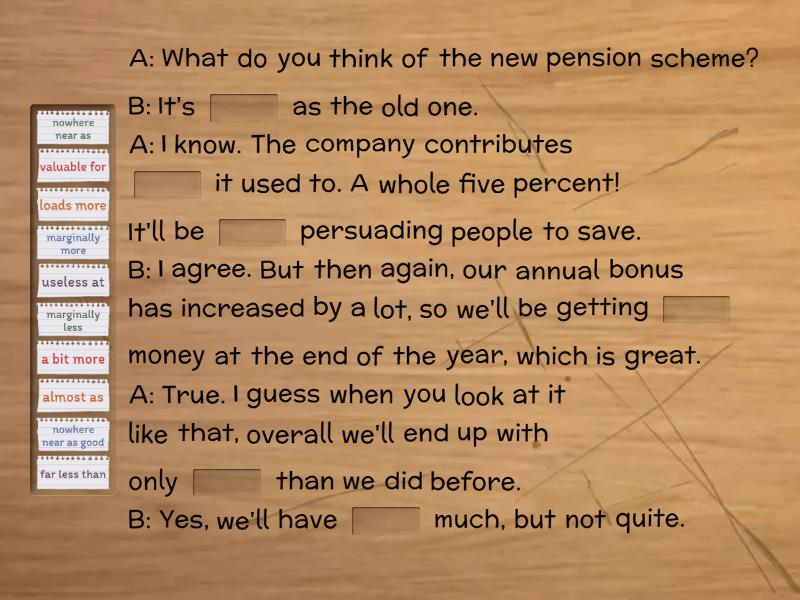 complete with the missing phrases (comparison and evaluation) - Completa la oración