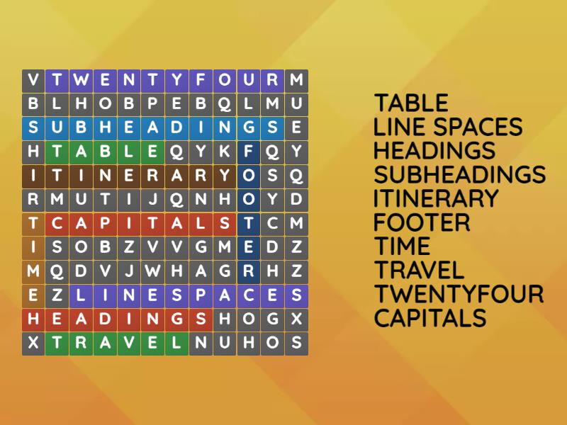 S3 Admin - Itinerary - Wordsearch